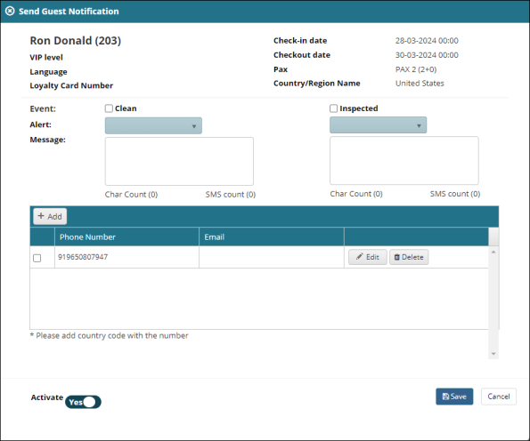 Sending a guest notification
