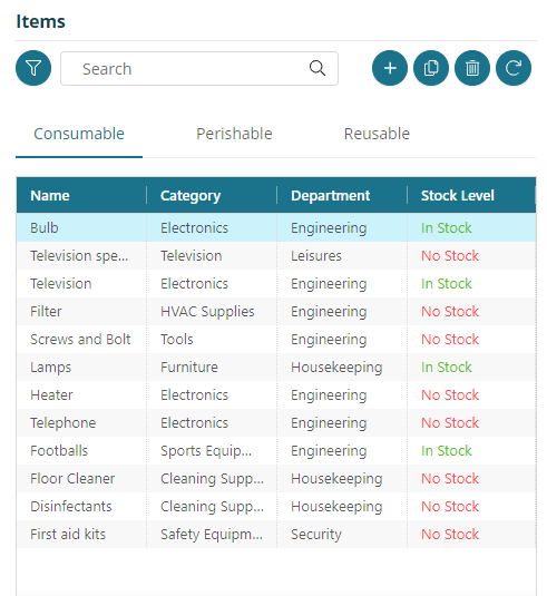 Stock Console screen