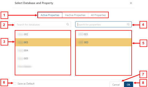 Changing the database or property