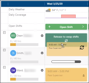 Swapping shifts in Employee Schedules